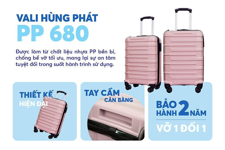 Vali nhựa PP Hùng Phát 680