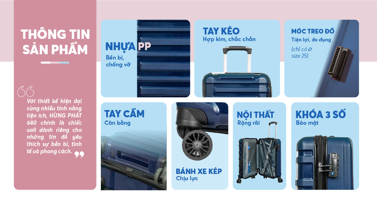 Vali nhựa PP Hùng Phát 680